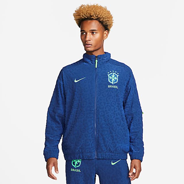 Nike Brazil Men's French Terry Football Tracksuit Jacket - Blue ...