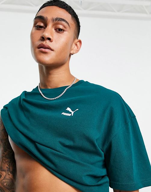 Puma Classics oversized tee in green | 536236_24 | FOOTY.COM