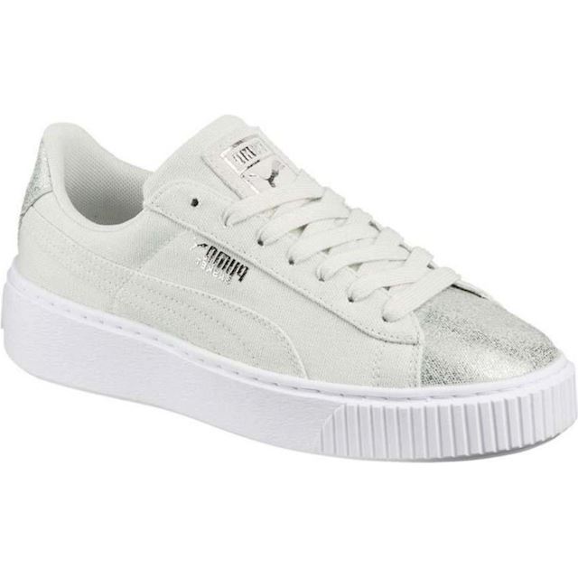 Puma BASKET PLATFORM CANVAS W'S women's Shoes (Trainers) in Green ...